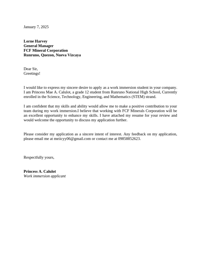 Application Letter | PDF