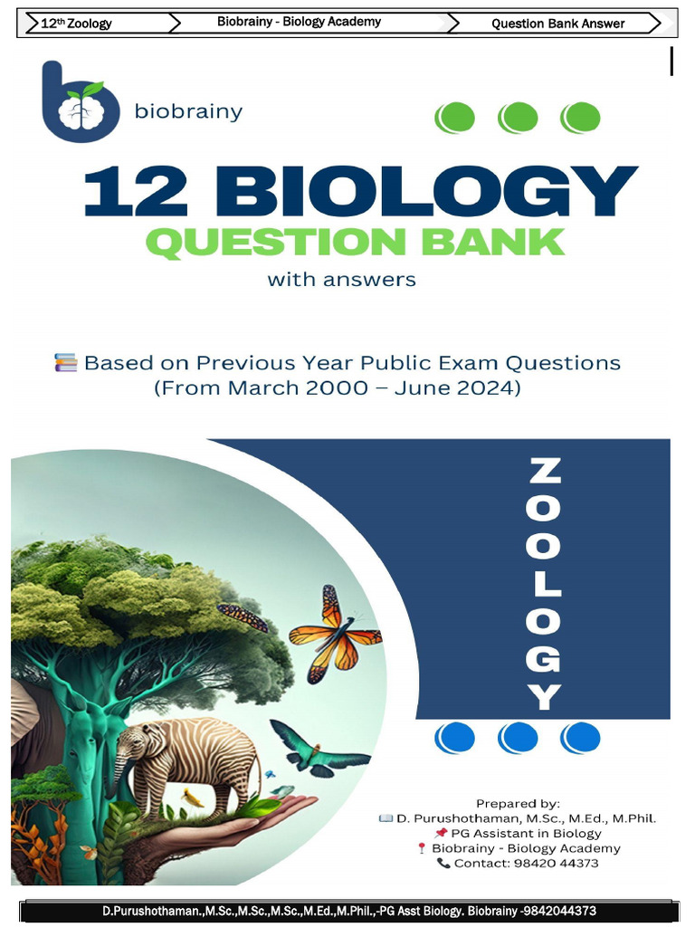 12th Zoology Question Bank with Answers | PDF | Operon | Reverse ...