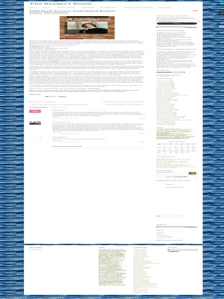 1001 Book Review - Kidnapped Robert Louis Stevenson - The Reader's Room | PDF | English Language ...