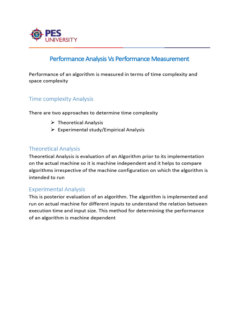 Performance Analysis Vs Performance Measurement - 20210128135030 | PDF | Time Complexity ...