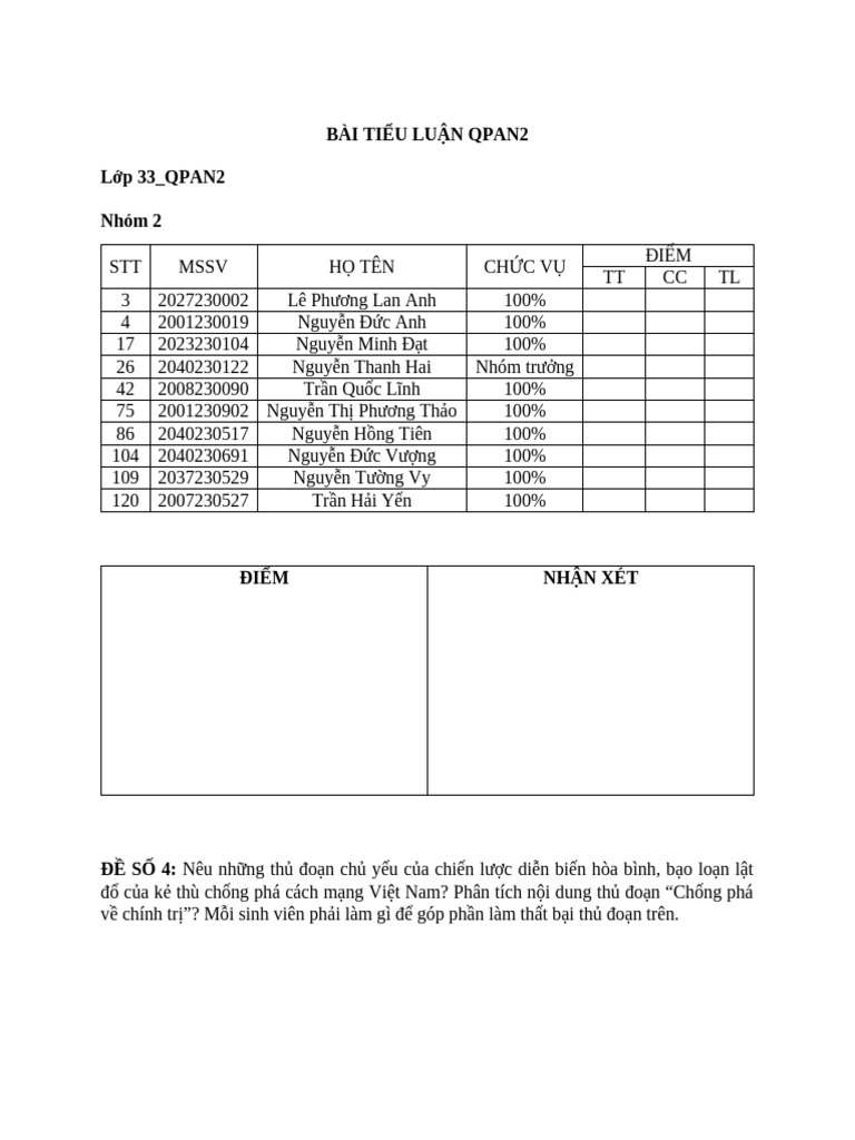 Tiểu luận QP2 | PDF