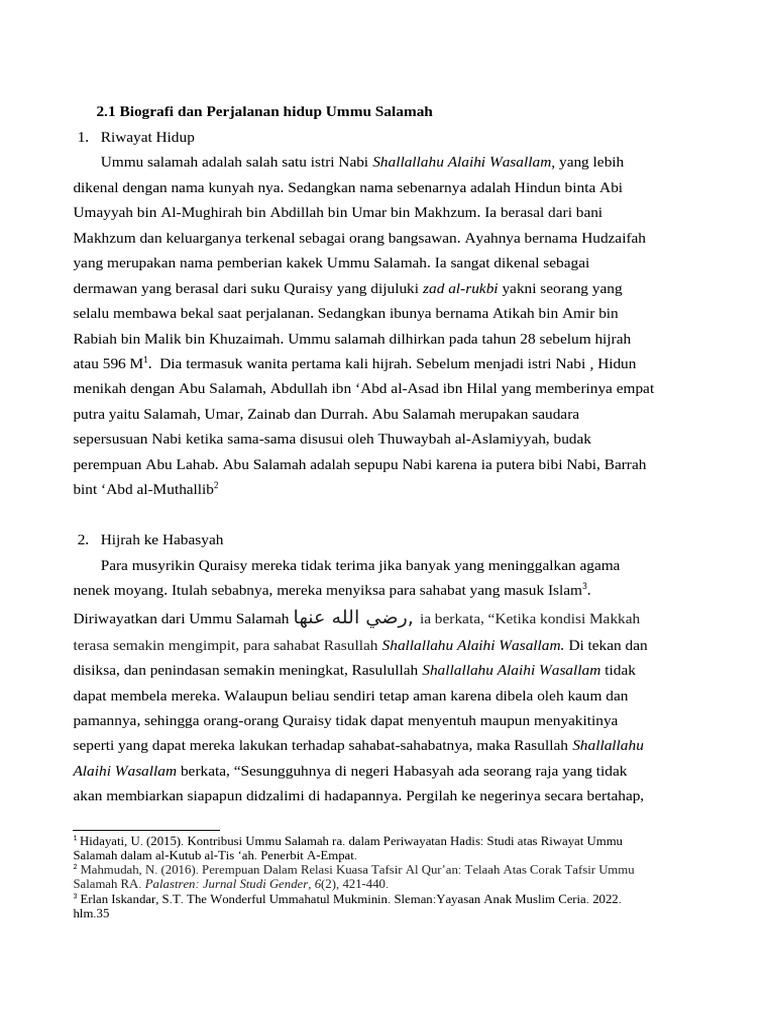 Biografi Ummu Salamah dan Keluarga | PDF