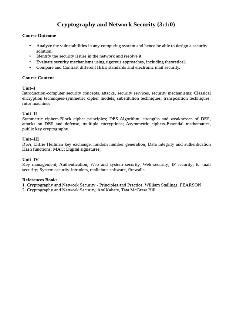 Cryptography and Network Security | PDF