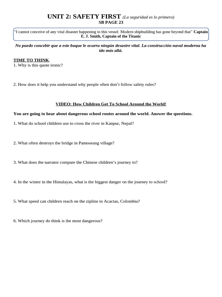 UNIT 2 - WORKSHEET 1 | PDF