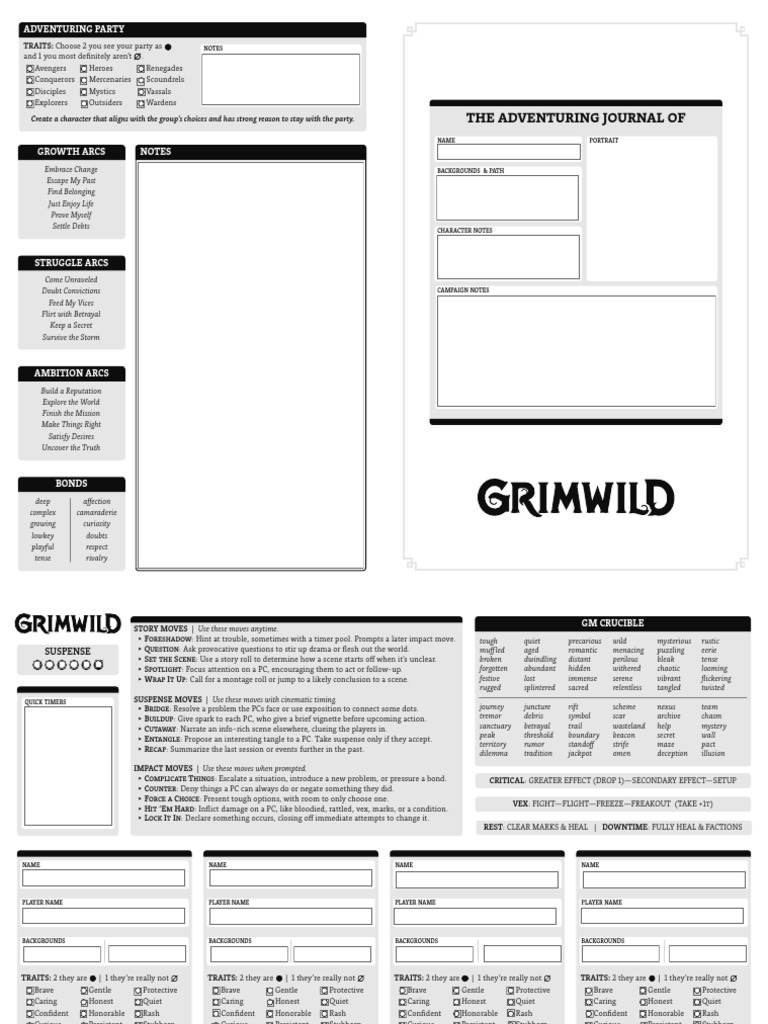 Grimwild Outras Fichas Preenchíveis | PDF