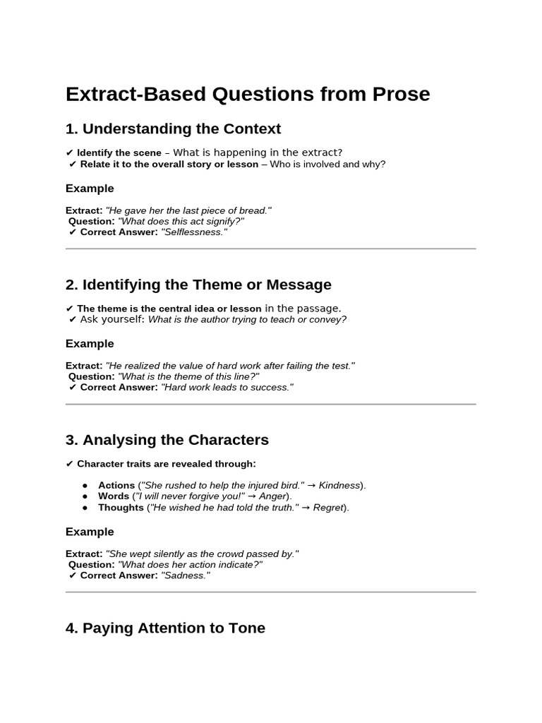 Extract-Based Prose Analysis Guide | PDF