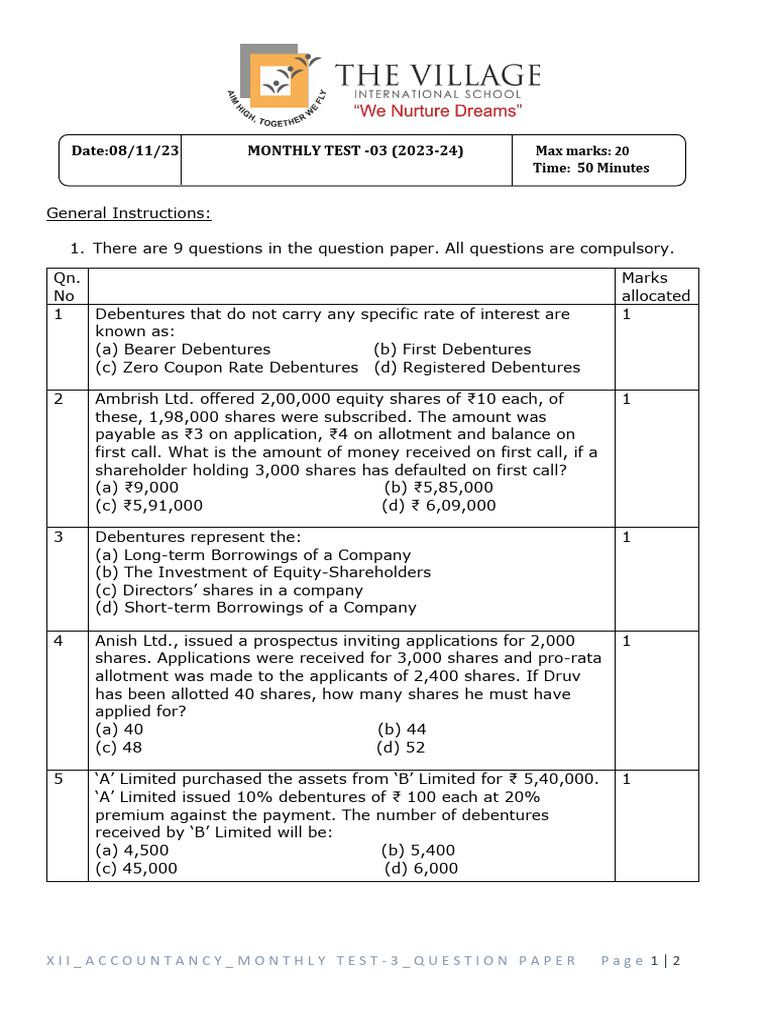 MT3_QP_XII_ACT_BENEDICT RENSON (1) | PDF | Equity (Finance) | Balance Sheet