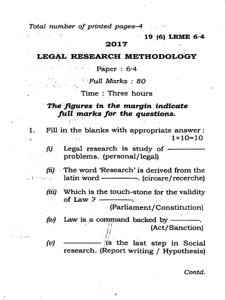 Research Methodology 2017 Ba.llb Sem-VI | PDF