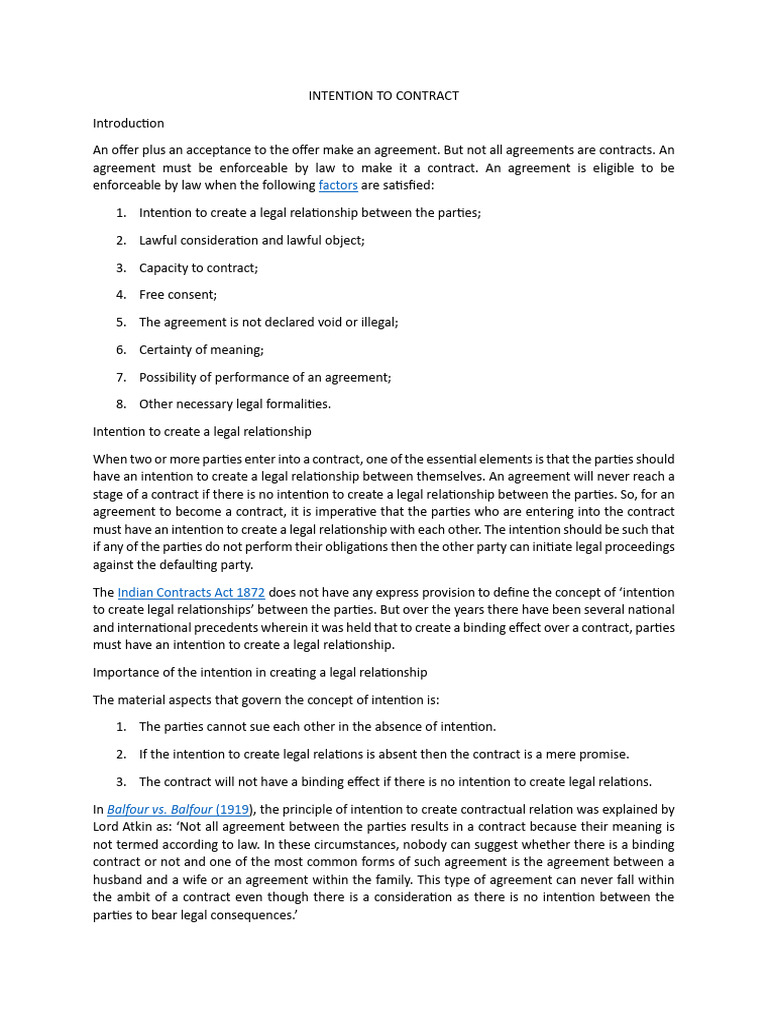 Intention To Contract | PDF | Common Law | Legal Concepts