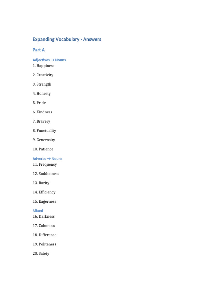 Expanding Vocabulary Answers | PDF