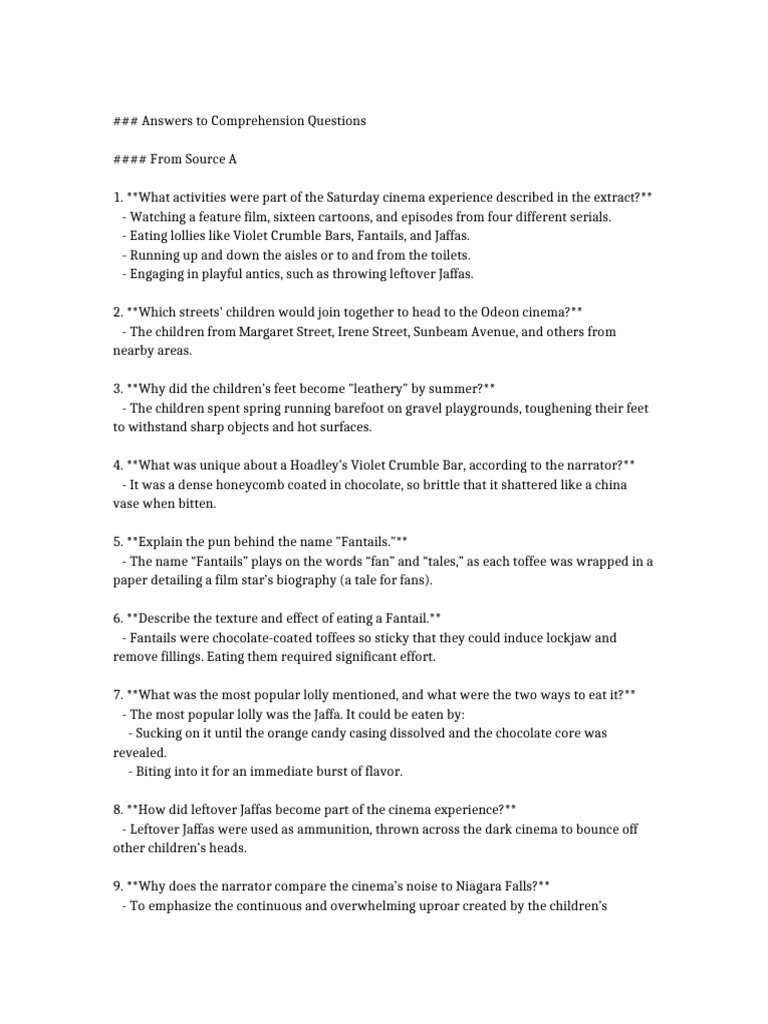 Simplified Comprehension Answers | PDF