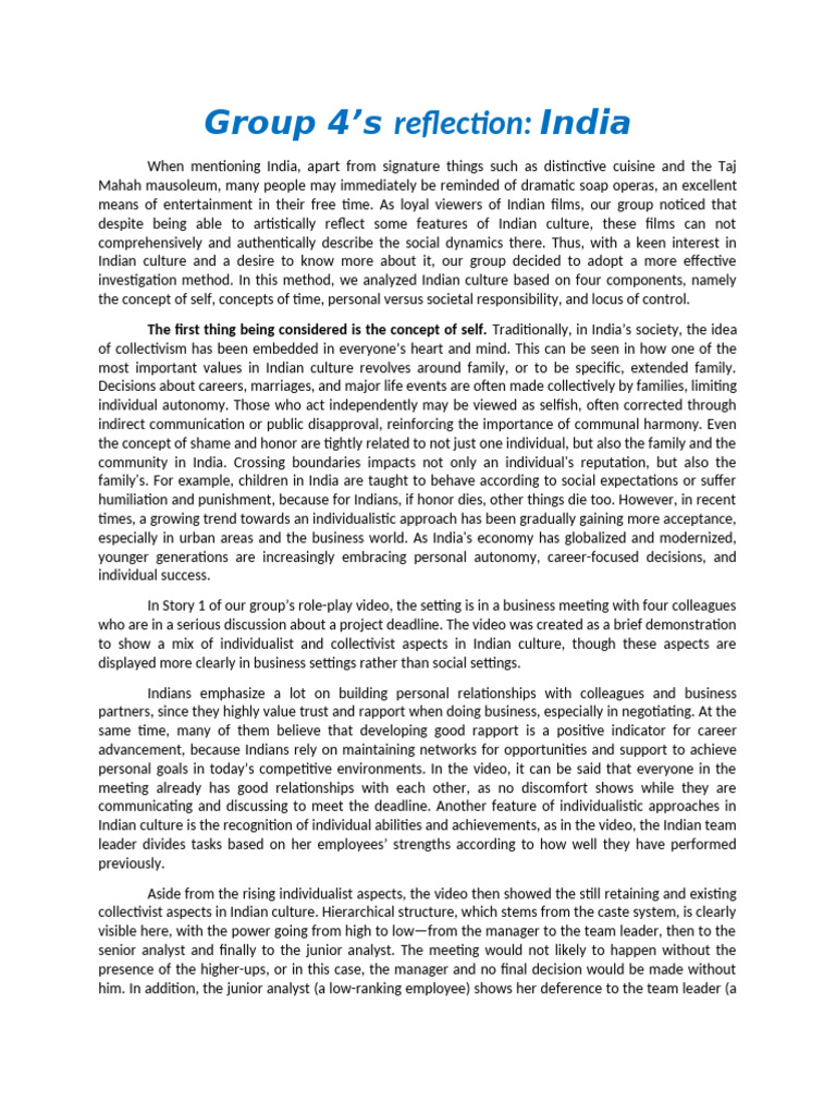 Understanding Indian Culture: Collectivism vs. Individualism | PDF ...