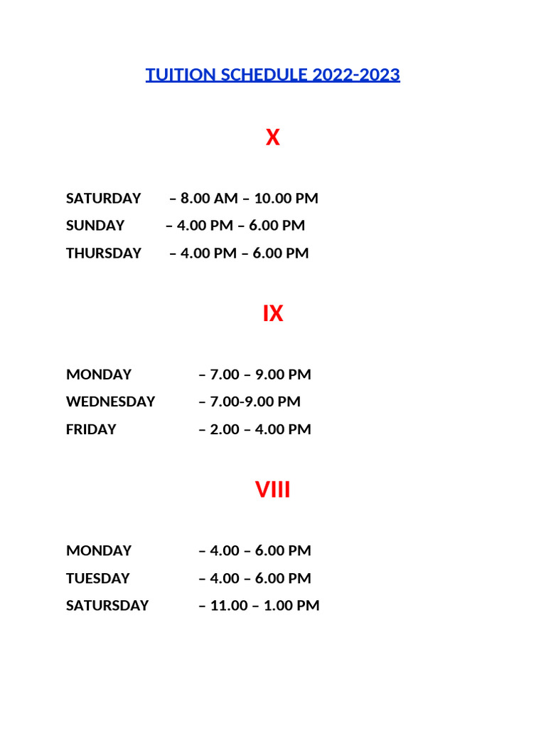 2022-2023 Tuition Schedule Overview | PDF