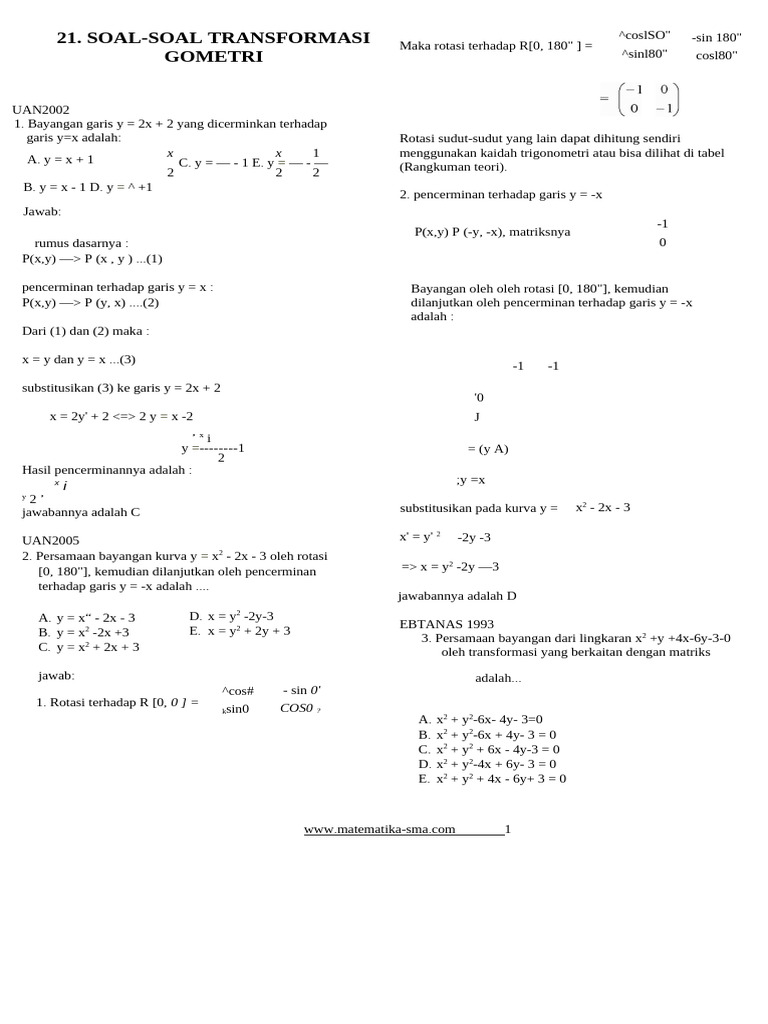 Soal Transformasi Geometri SMA | PDF