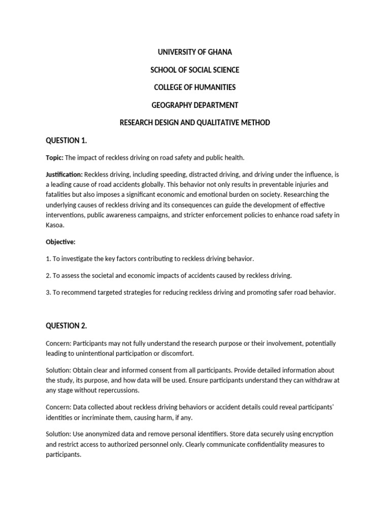 Research Methods Assignment 1 | PDF | Road Traffic Safety | Privacy