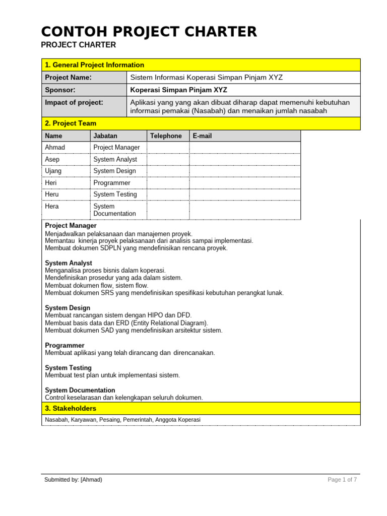 Project Charter Sistem Informasi Koperasi | PDF
