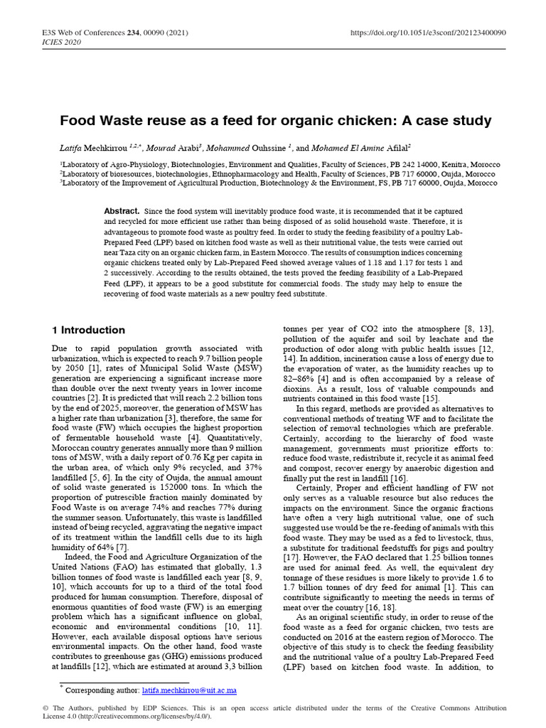 Food Waste as Organic Chicken Feed | PDF | Municipal Solid Waste | Waste