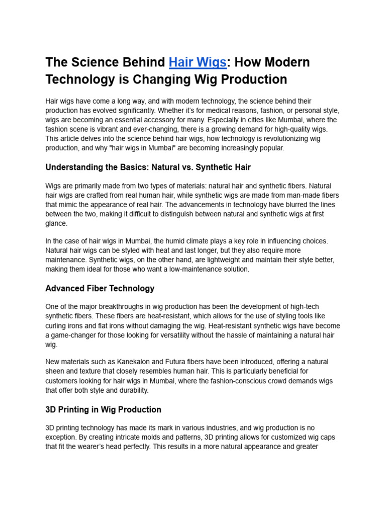 Hair Wigs For Men - Breaking Stereotypes and Embracing Style | PDF | Wig | 3 D Printing