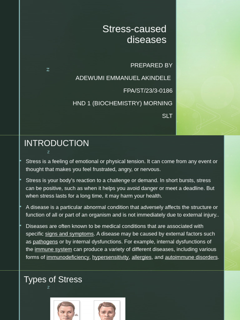 Adewumi Emmanuel Presentation | PDF | Stress (Biology) | Chronic Condition
