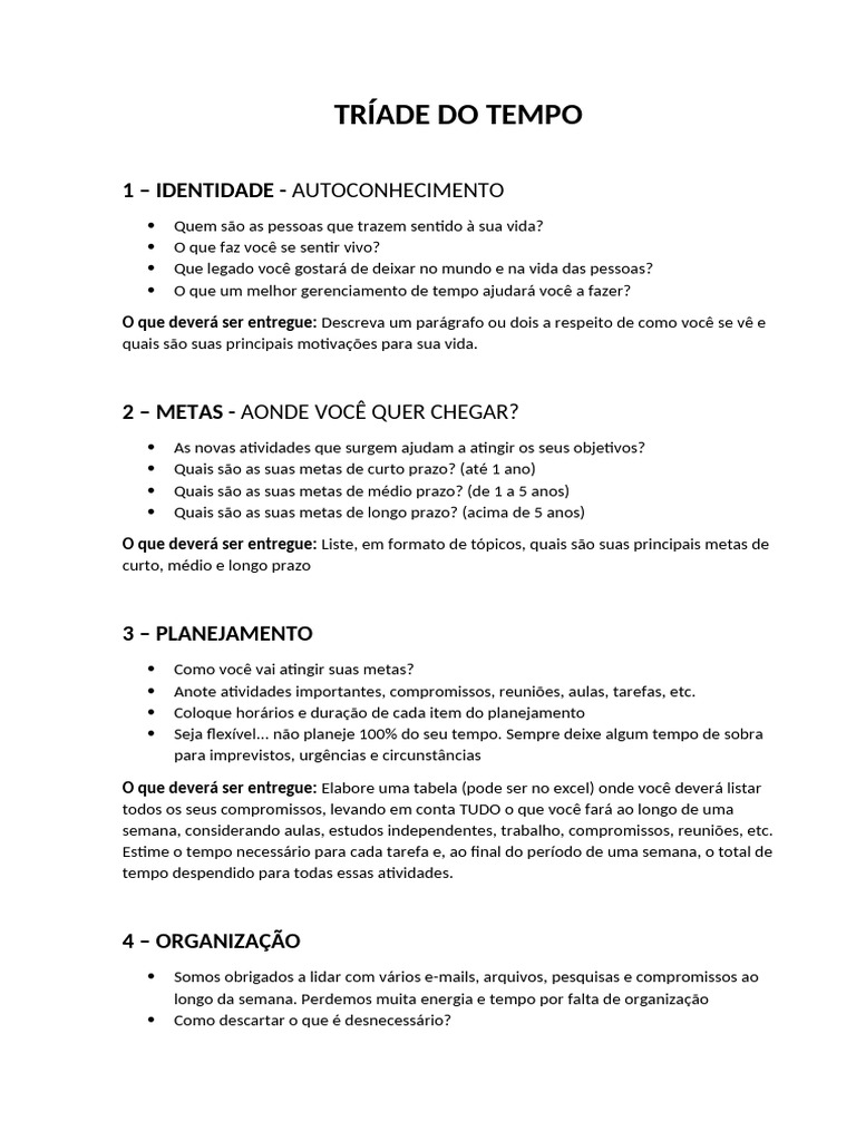 Atividade - TrÃ Ade Do Tempo | PDF | Tempo