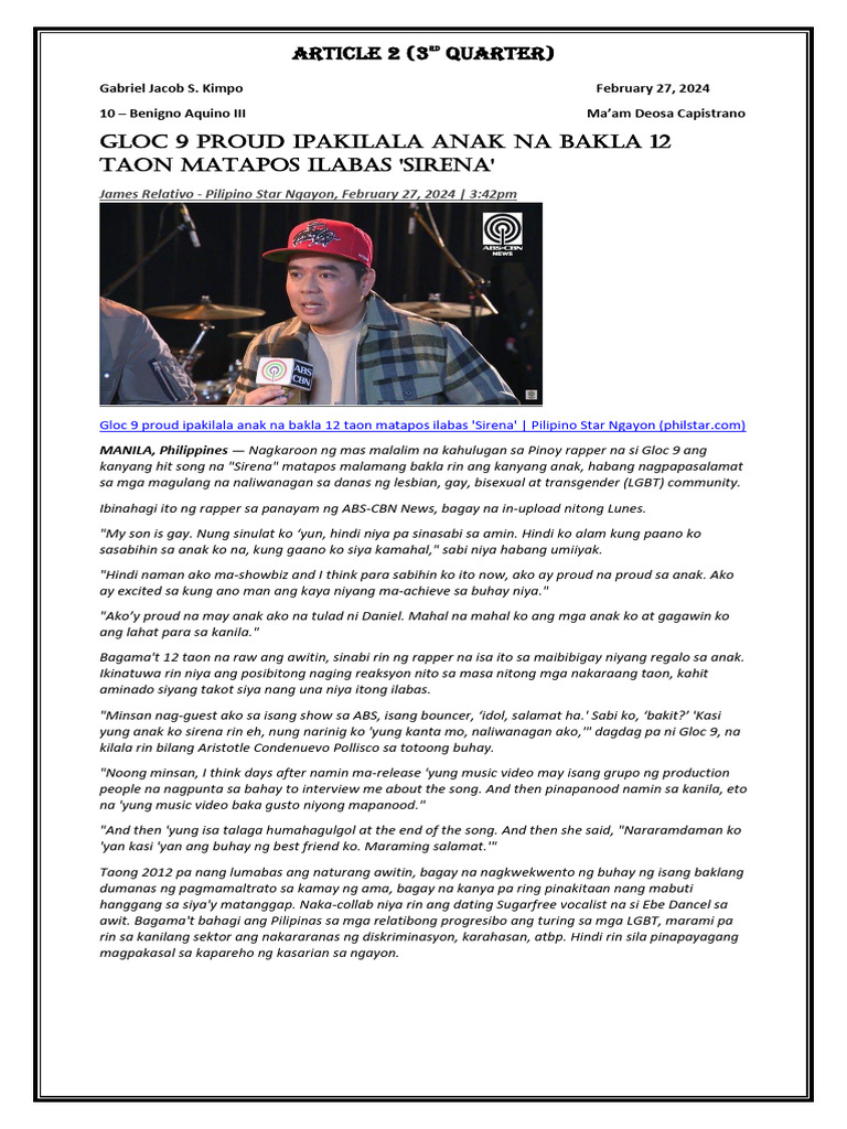 AP Article 2 3rd QTR g10 | PDF