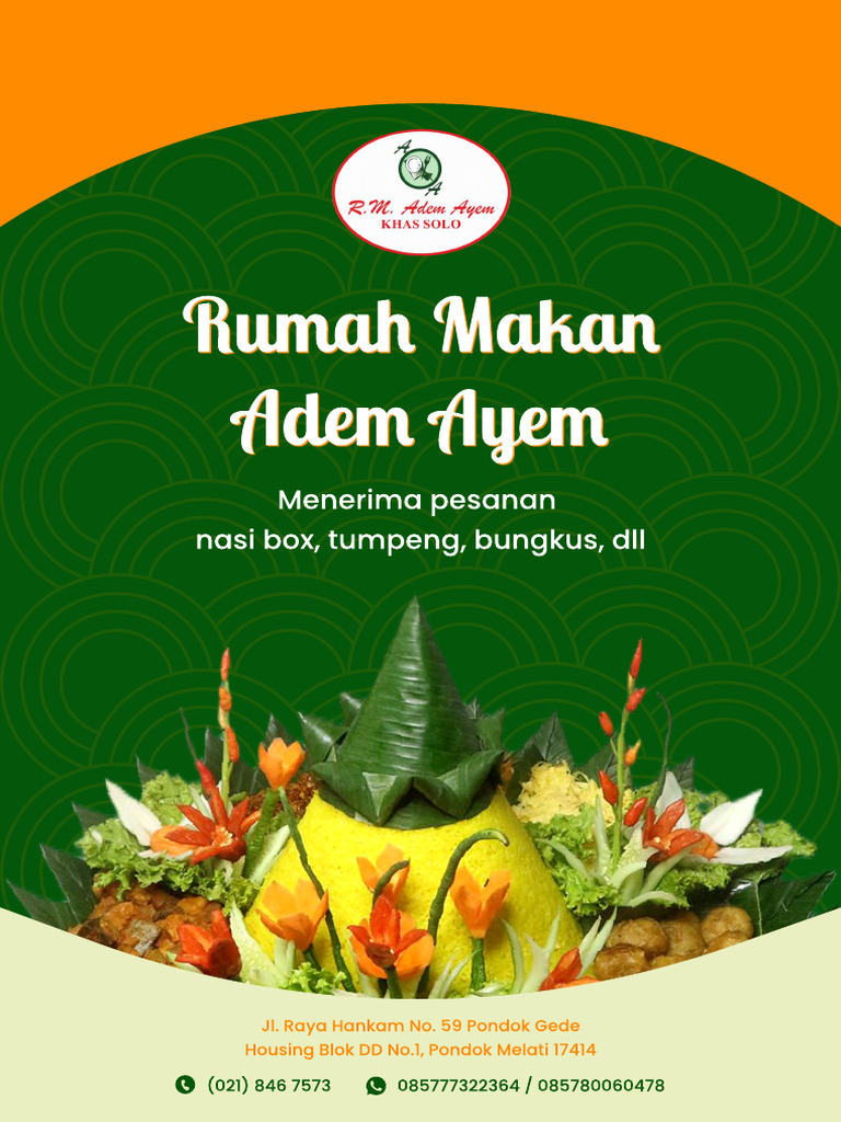 Menu Rumah Makan Adem Ayem Pondok Gede | PDF