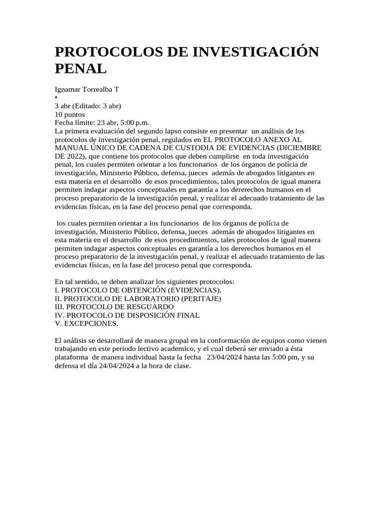 PROTOCOLOS DE INVESTIGACIÓN PENAL | PDF