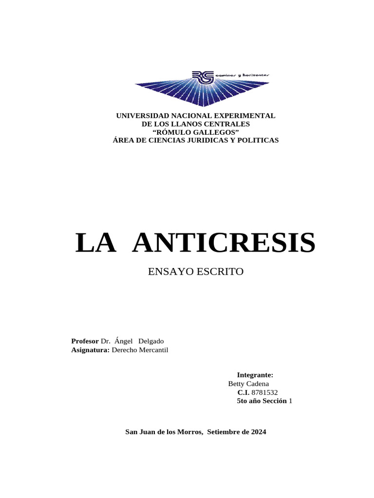 ANTICRESIS de Microsoft Word | PDF | Pagos | Propiedad