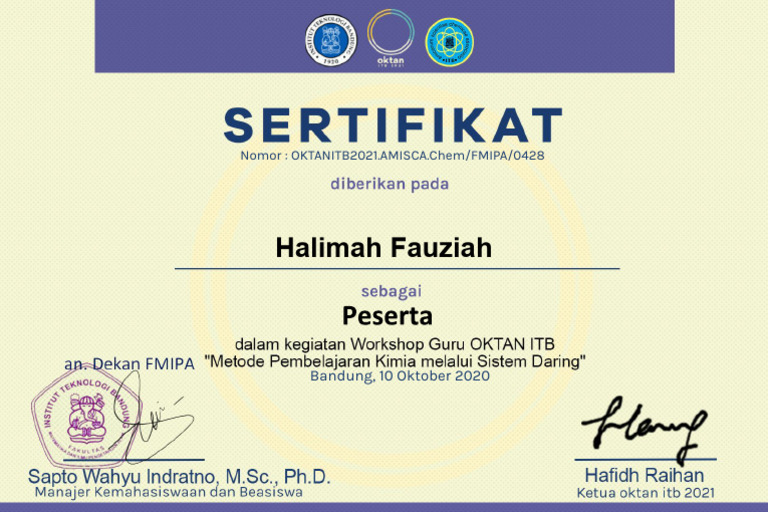 0428-Sertifikat Workshop Guru OKTAN-Halimah Fauziah | PDF