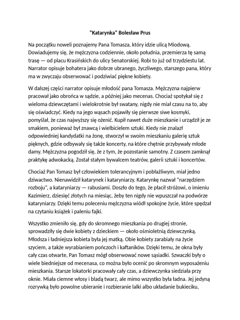 Katarynka Streszczenie | PDF