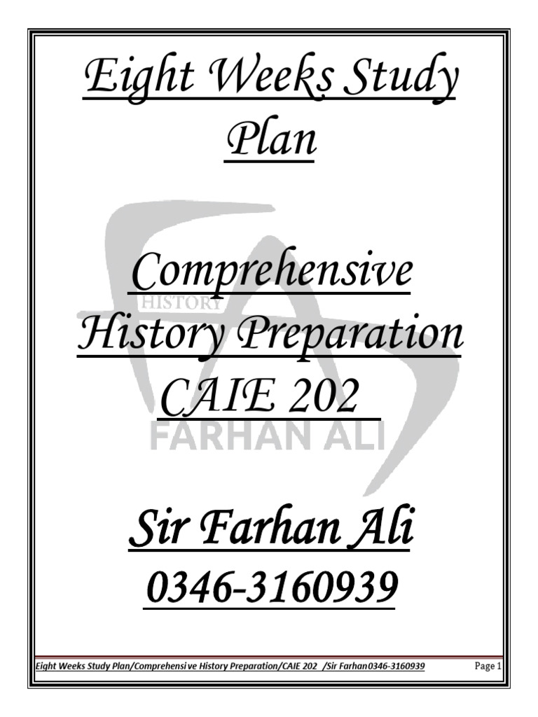 Eight Weeks Study Plan 2025 | PDF | Zulfikar Ali Bhutto | Pakistan
