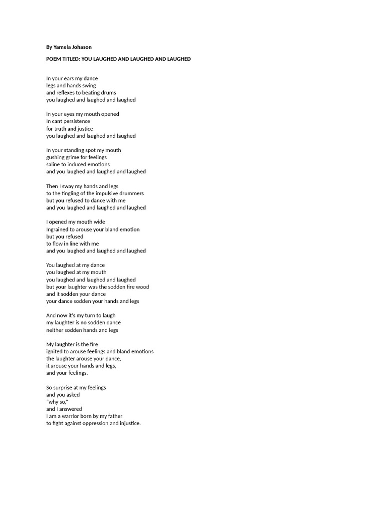 You Laughed and Laughed and Laughed by Yamela Johason | PDF