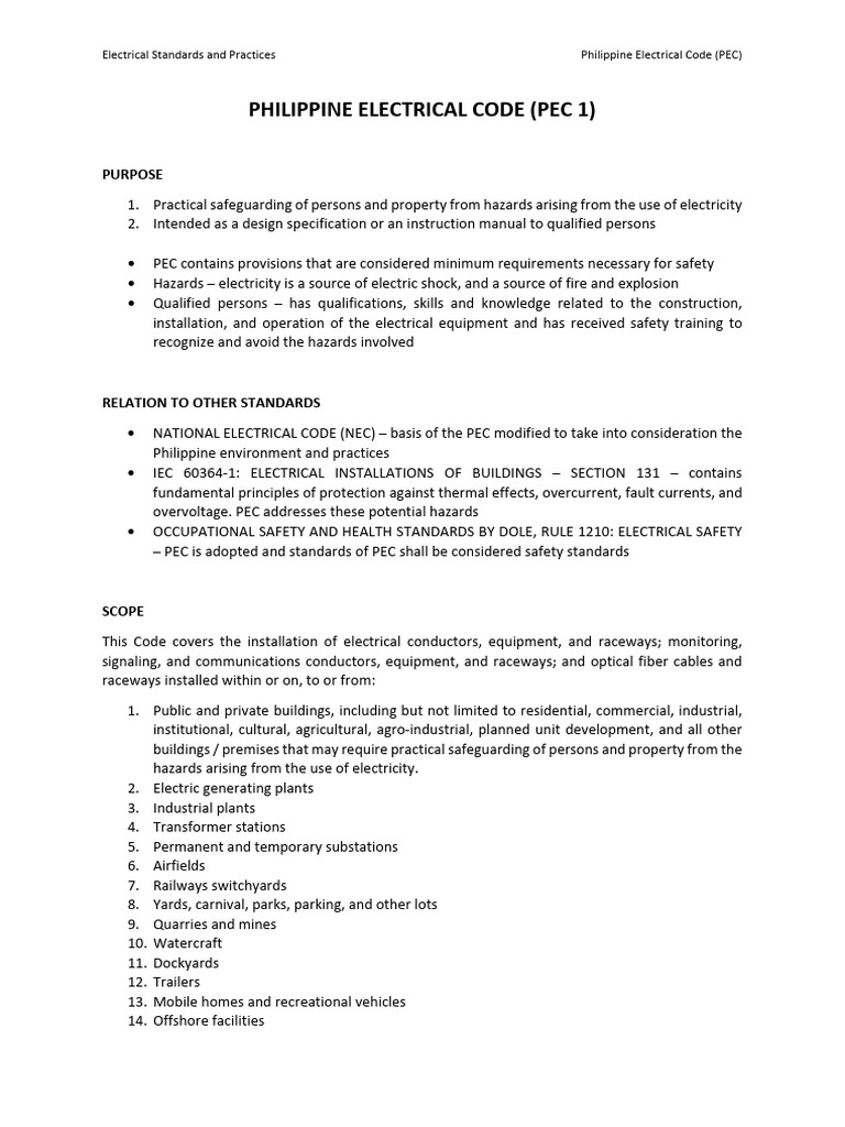 01. PEC | PDF | Electrical Wiring | Electrical Engineering