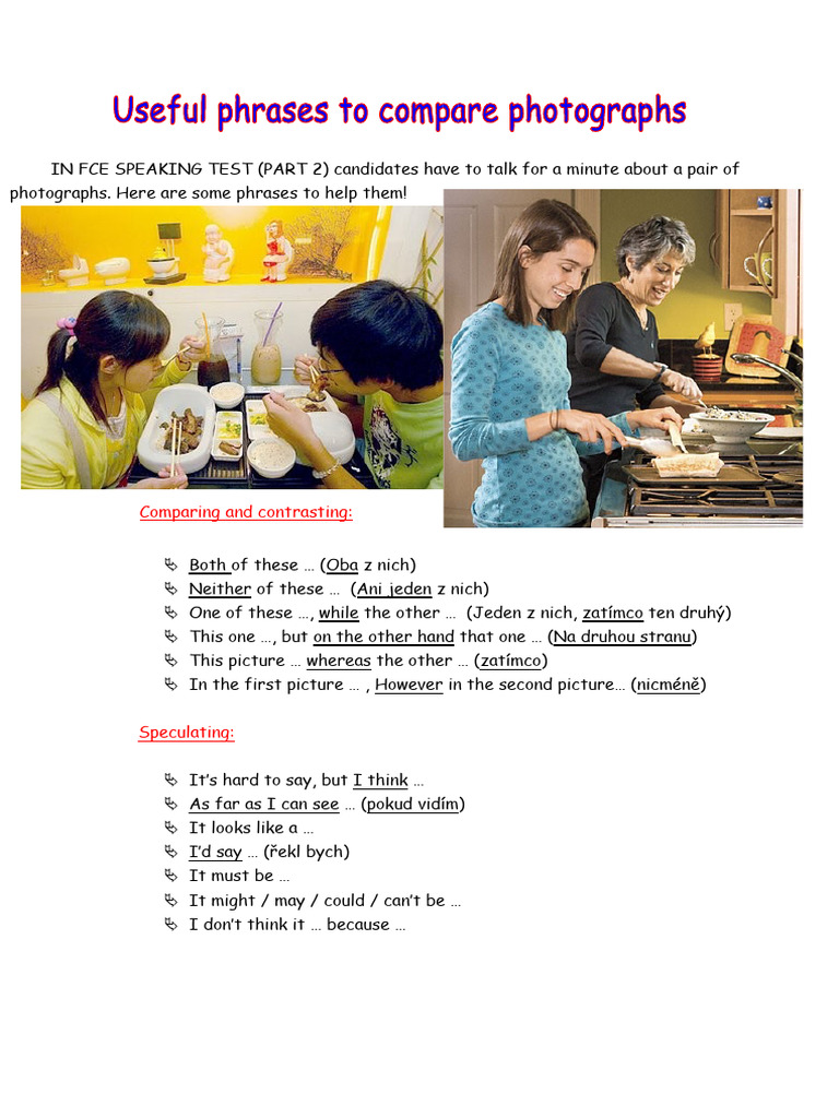 Comparing Pictures in FCE Speaking Test | PDF