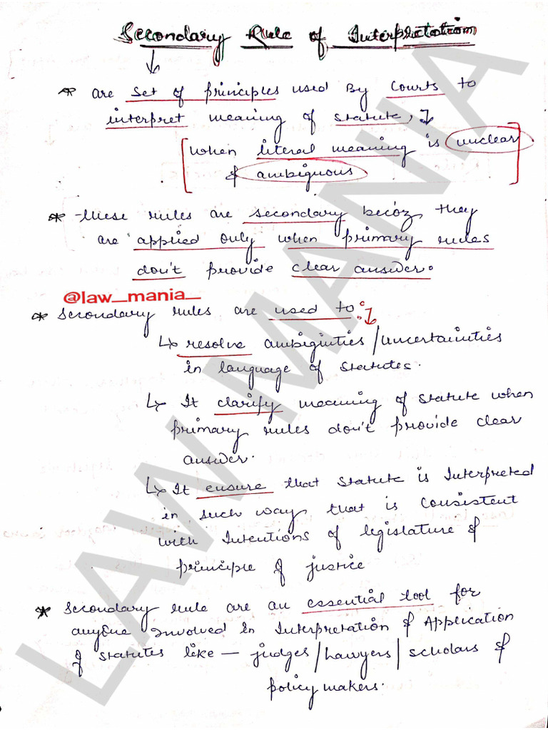 secondary rule Interpretation | PDF