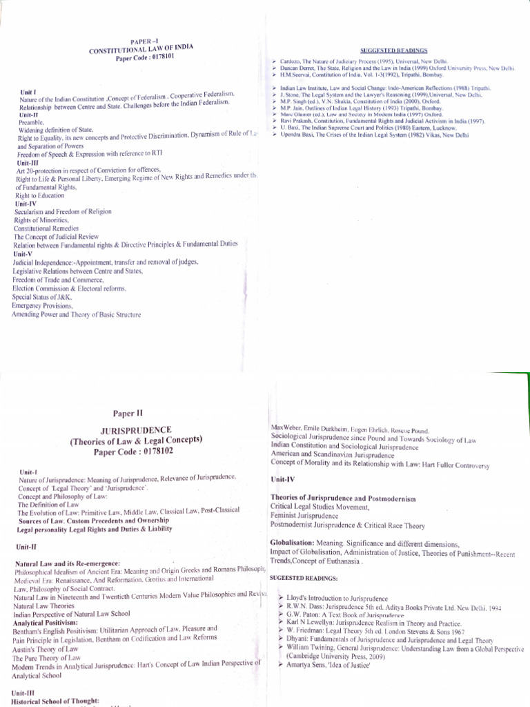 LLM Syllabus (MSU) - 1 1st Sem | PDF | Jurisprudence | Sociology