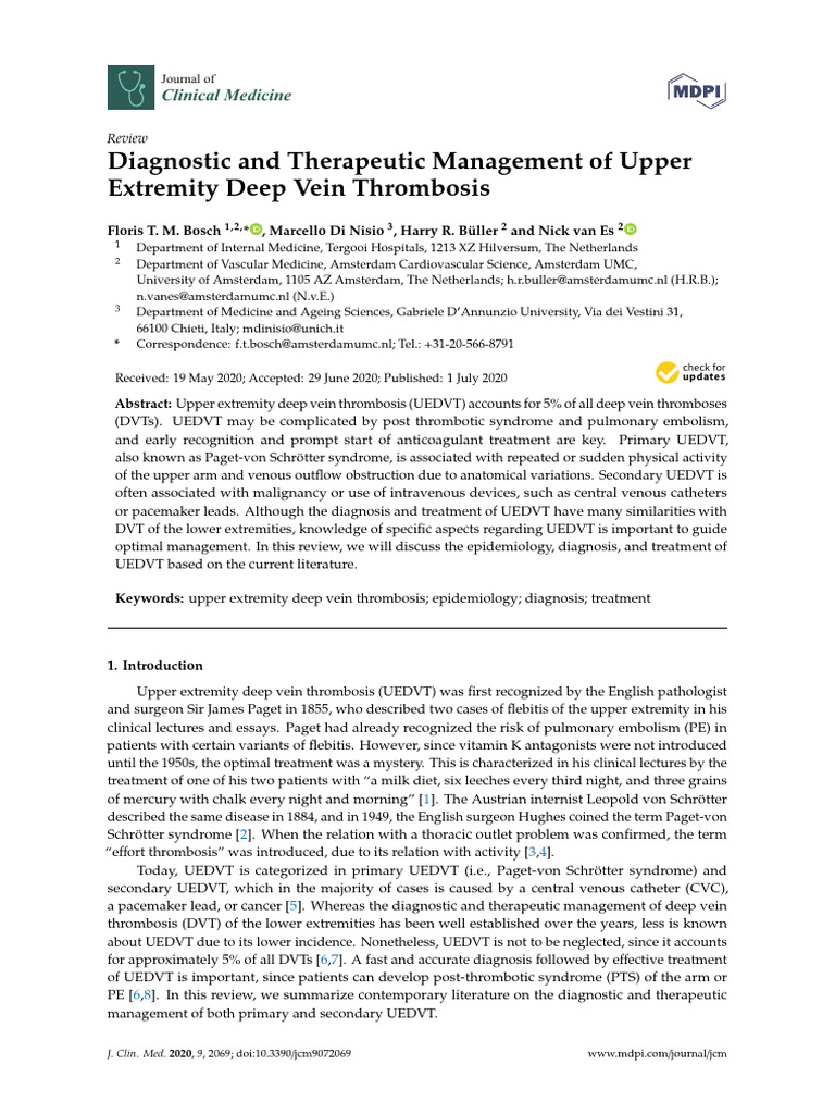 Diagnostic and Therapeutic Management of Upper Extremity Deep Vein ...