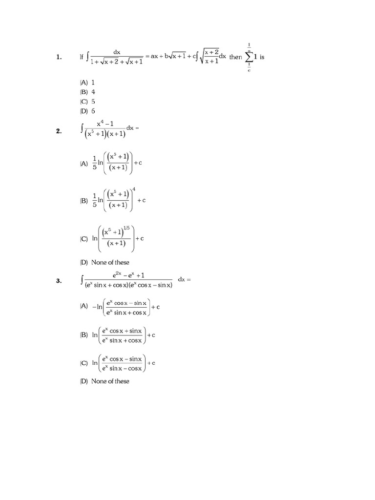 Indefinite Integration | PDF