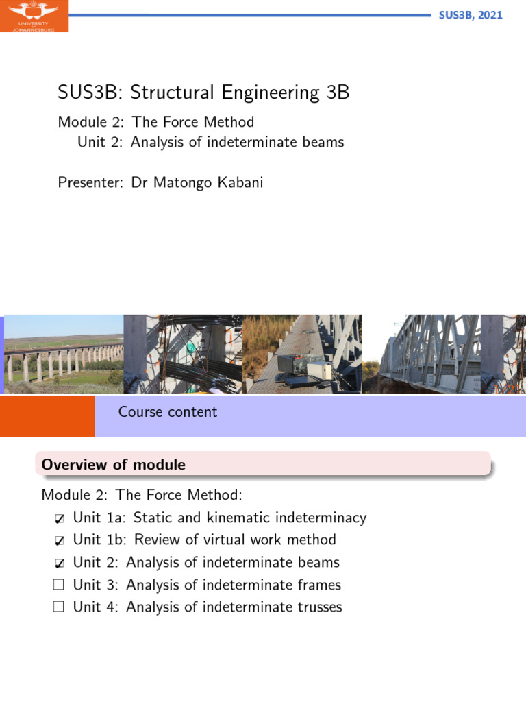 SUS3B: Structural Engineering 3B | PDF | Force | Beam (Structure)