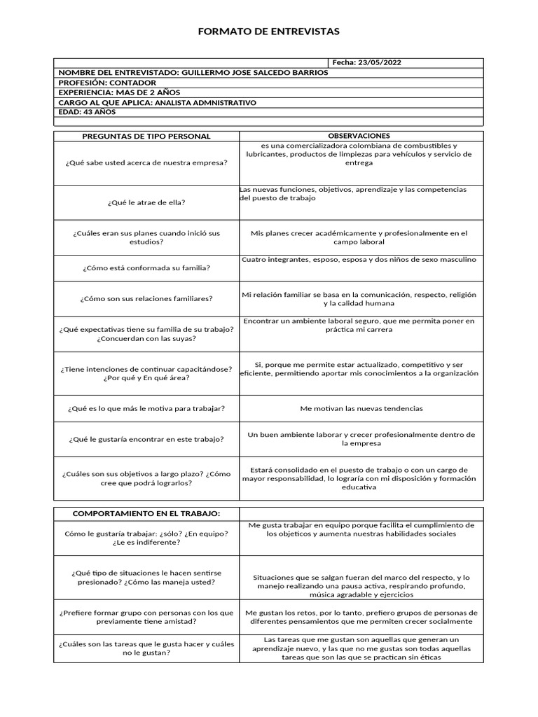 Formato de Entrevistas | PDF | Business | Aprendizaje