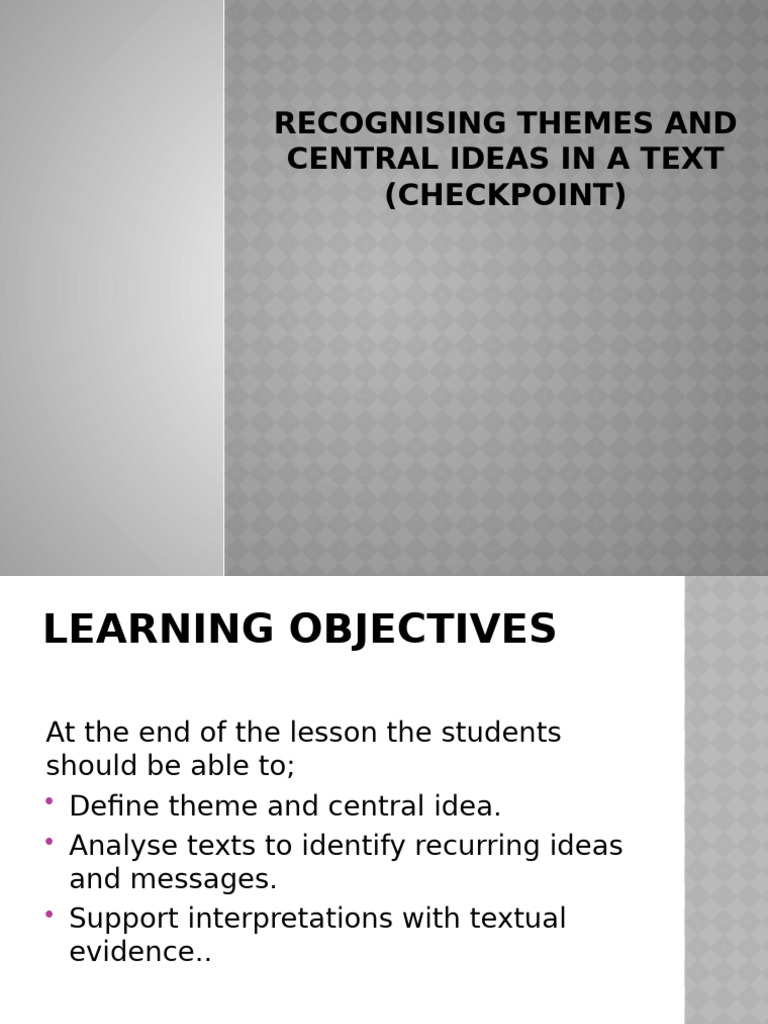 Identifying Themes and Central Ideas | PDF