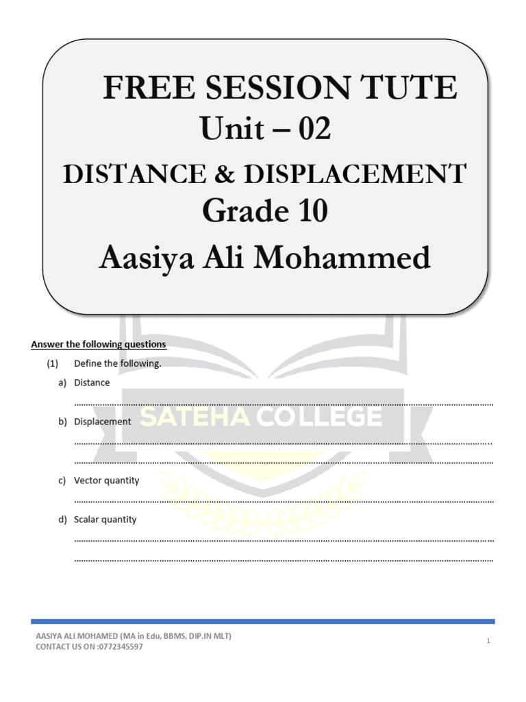 Free Session - Grade 10 (Unit 2) - Tute | PDF | Mathematical Physics ...