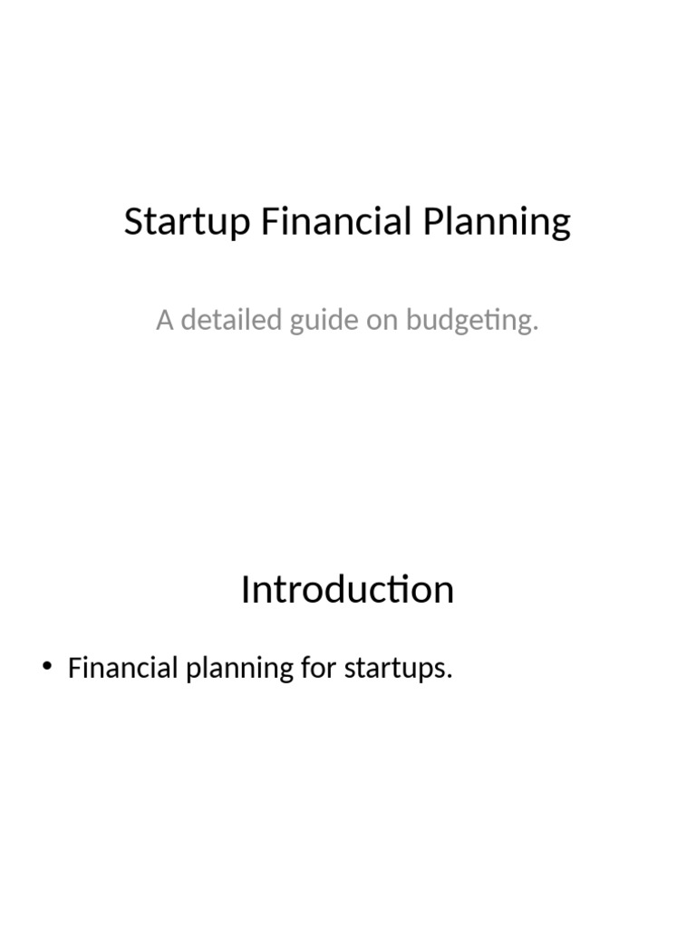Startup Financial Planning Guide | PDF