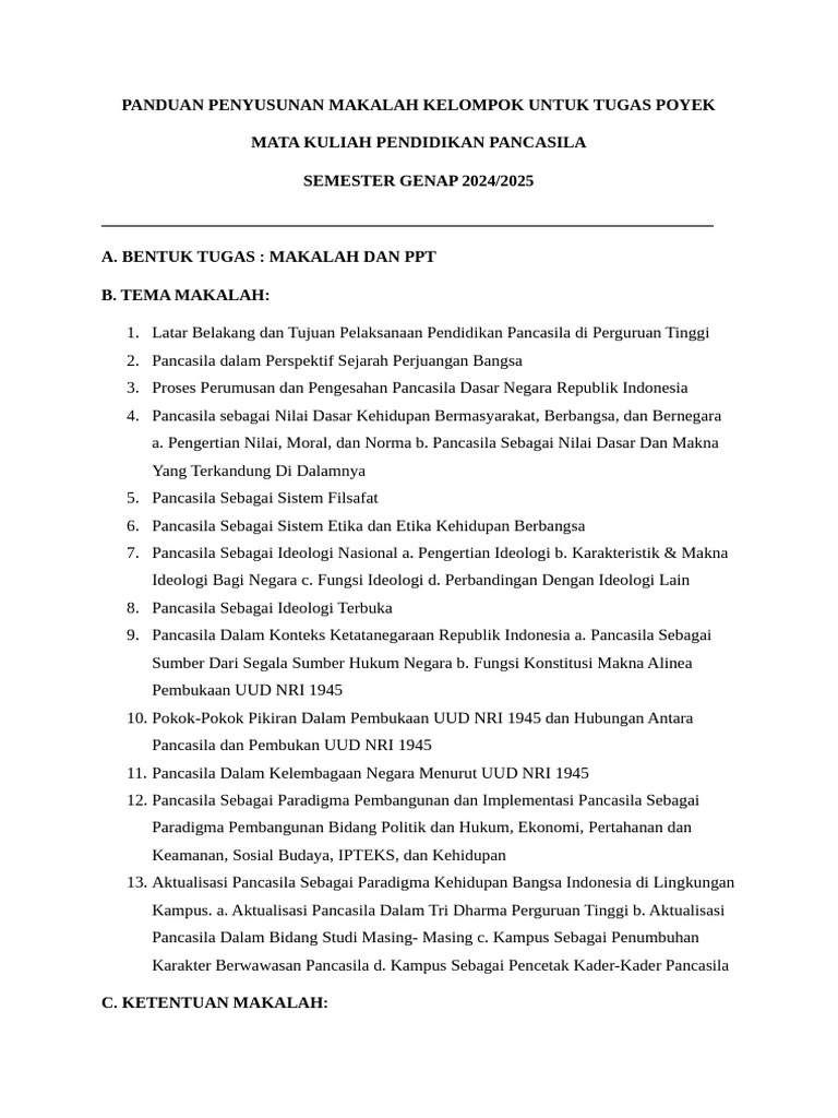 Panduan Penyusunan Makalah Kelompok Untuk Tugas Poyek | PDF