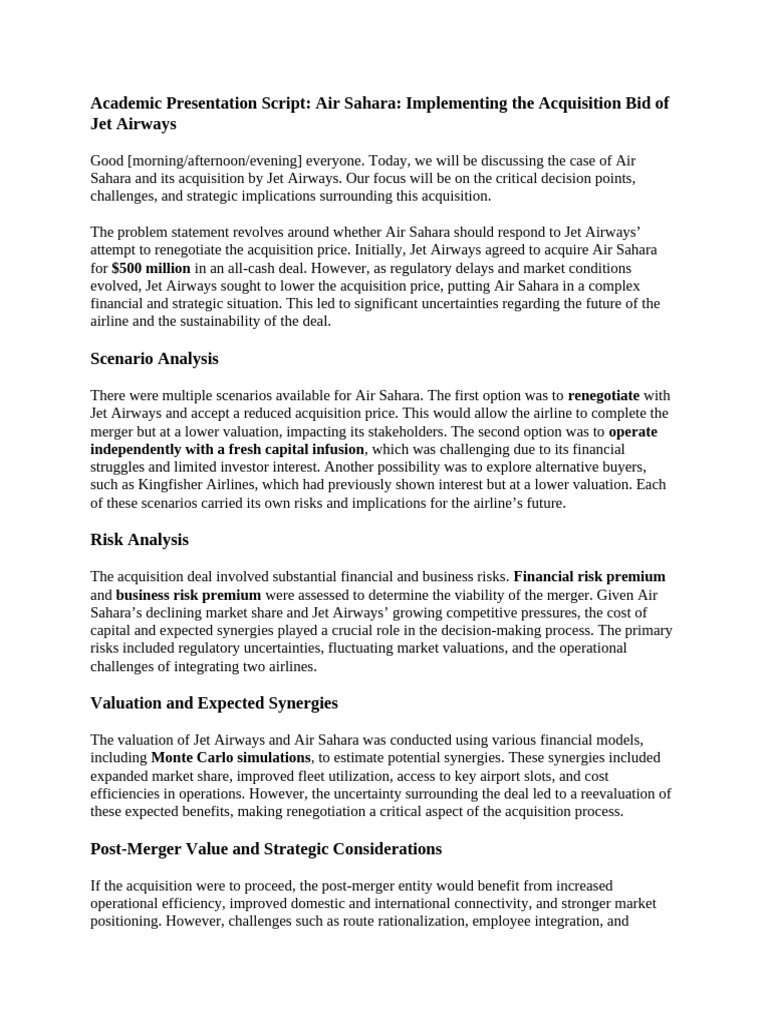 Case 11 Script | PDF | Mergers And Acquisitions | Valuation (Finance)