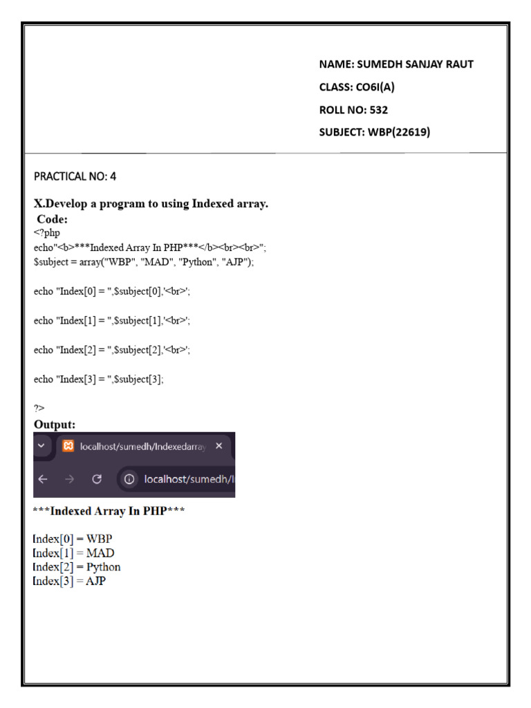 PHP Array Types: Indexed & Associative | PDF