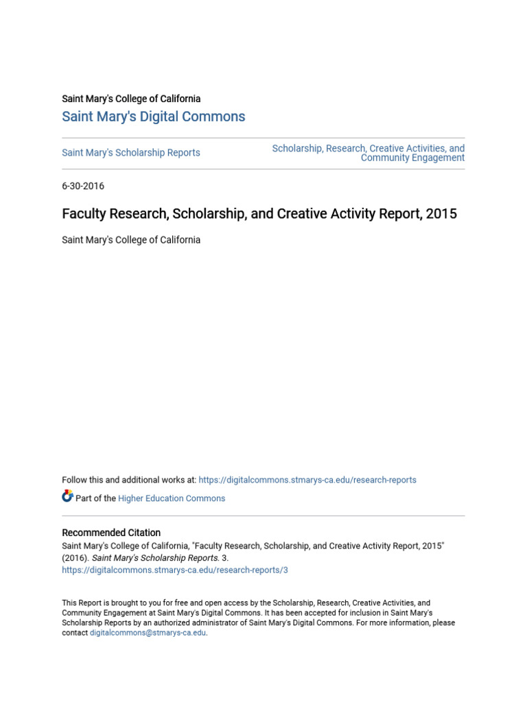 Faculty Research Scholarship and Creative Activity Report 2015 | PDF ...