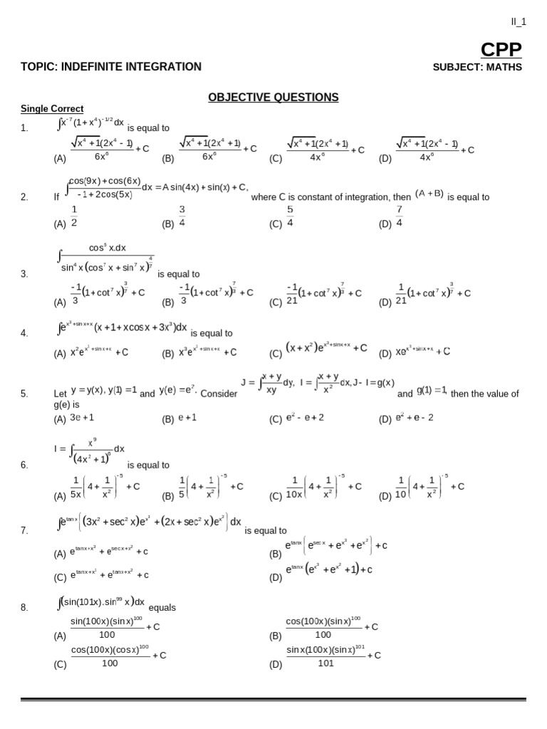 Indefinite Integral | PDF | Mathematics | Mathematical Analysis