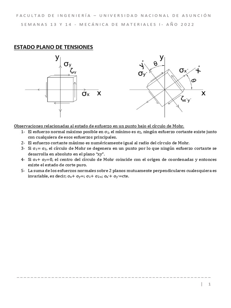 P - mm1 - Ejercitario Estado Plano y Problemas Combinados 2022 | PDF | Resistencia de materiales ...