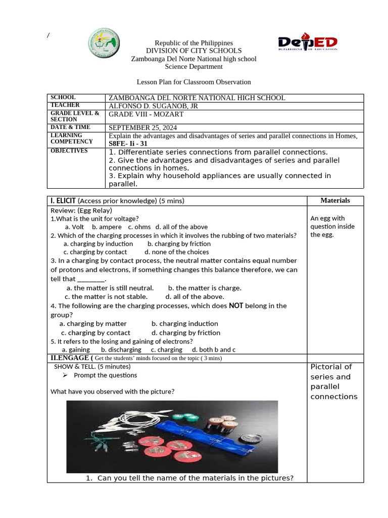 Grade 8 Lesson Plan: Circuits Explained | PDF | Series And Parallel ...